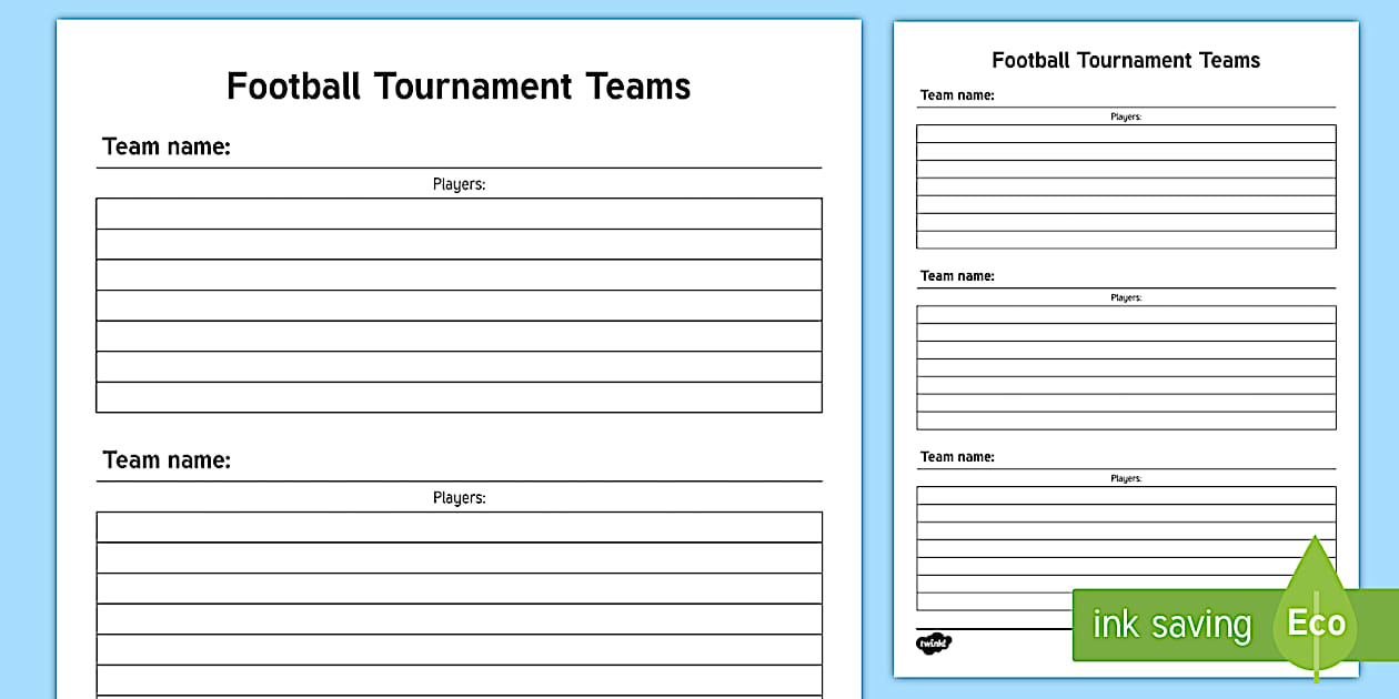 KS1 Football Tournament Teams Adult Guidance - Twinkl