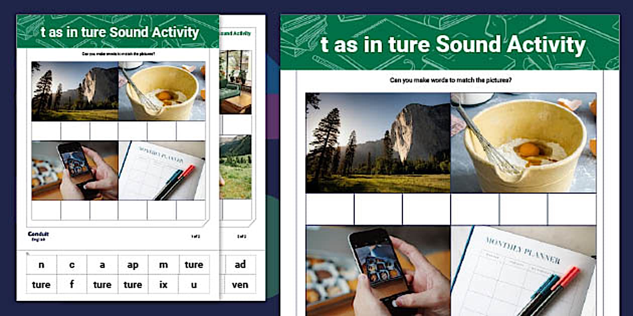Reinforcing Sounds: 't' as in 'ture' Cut and Stick Activity