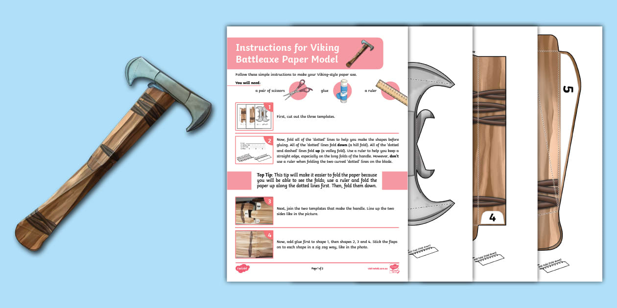 Viking Battle Axe Paper Model (teacher made) - Twinkl