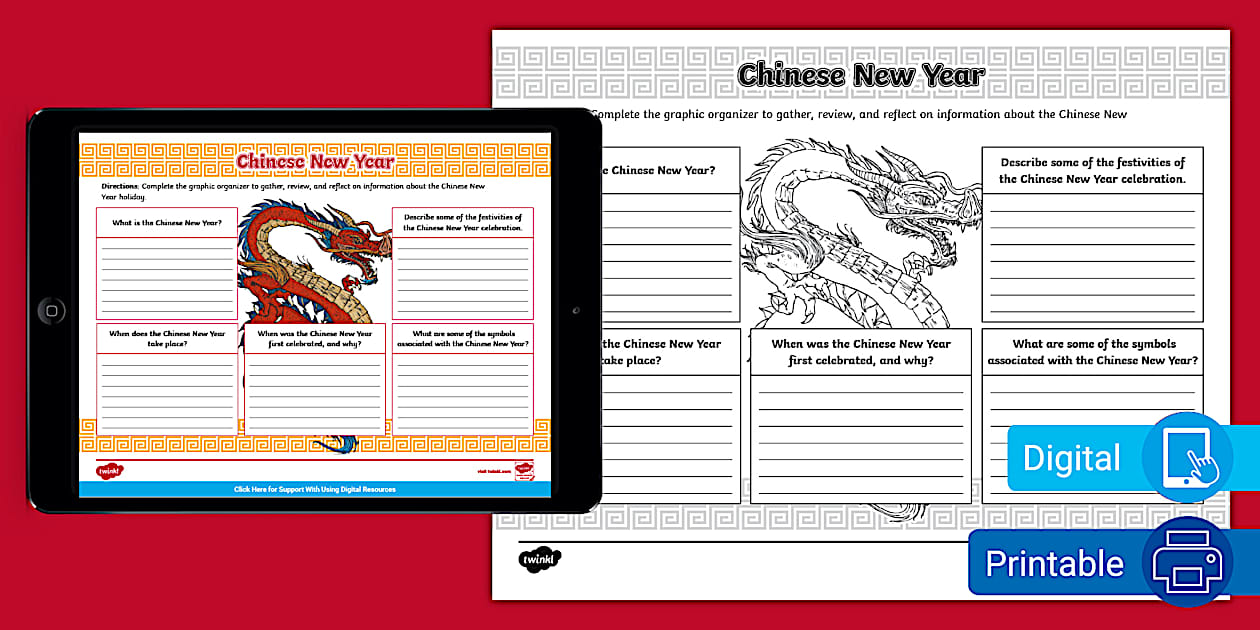 Chinese New Year Graphic Organizer for 6th-8th Grade