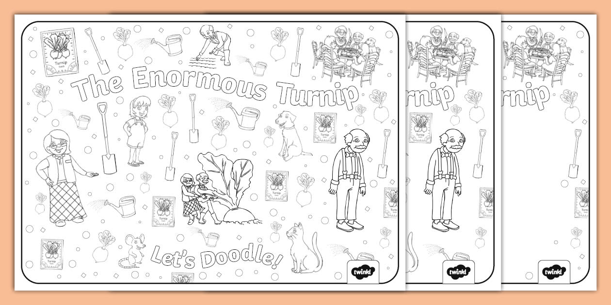 The Enormous Turnip Doodle Colouring Pages - Twinkl - KS1