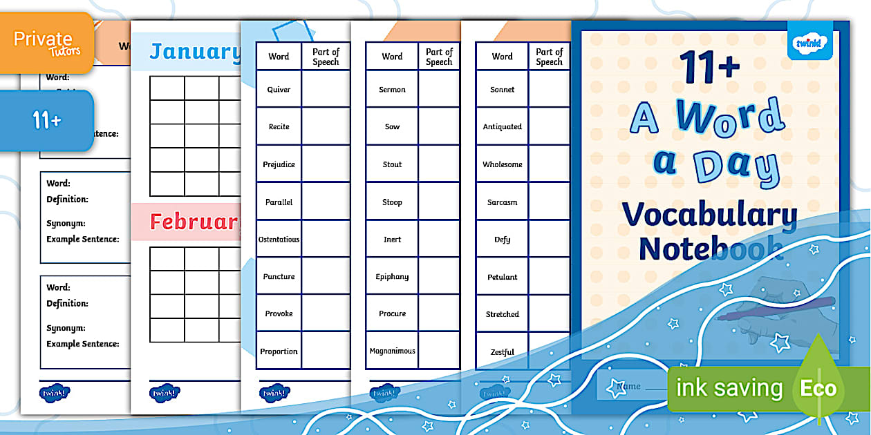 11 Plus Vocabulary Worksheets PDF | Vocabulary Notebook