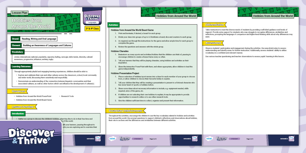 Hobbies from Around the World Lesson Plan