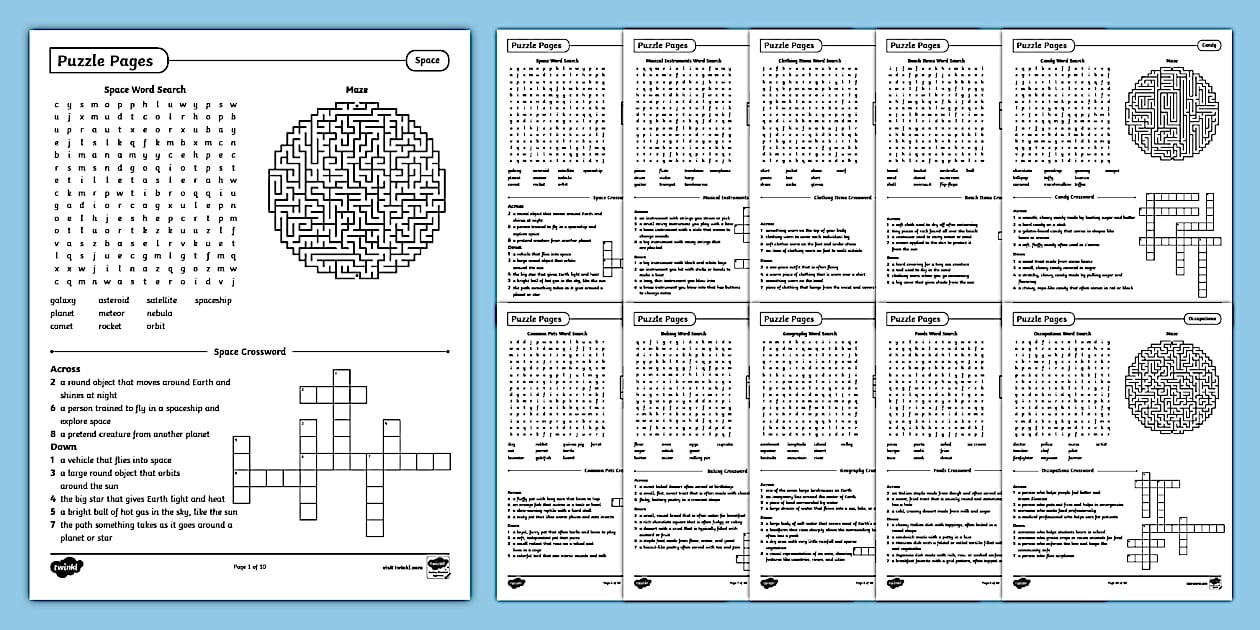 After-Testing Puzzle Pages for 3rd-5th Grade (teacher made)