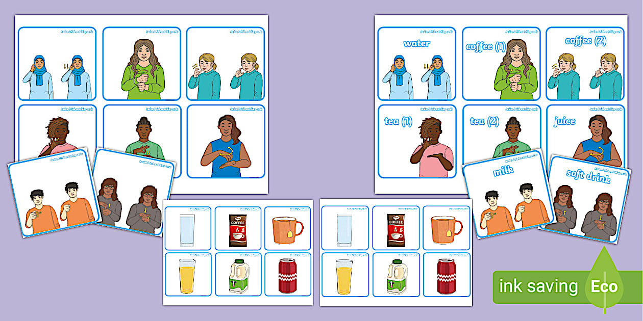 Auslan Drink Matching Cards (teacher made) - Twinkl