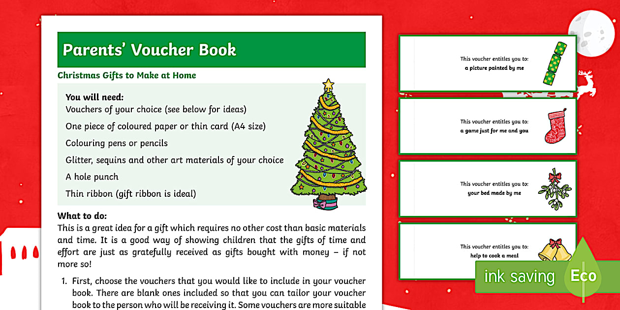 Black and White Christmas Voucher Gift Book Craft Instructions