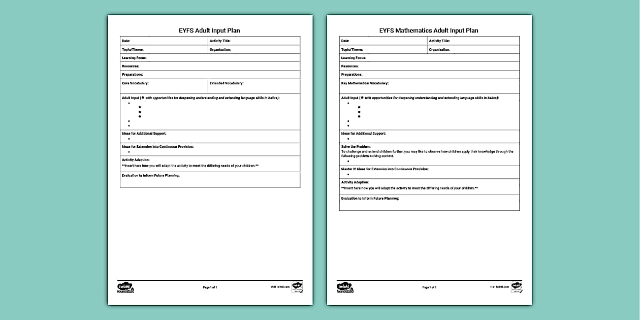 EYFS Adult Input Plan Template (New EYFS 2021) - Twinkl