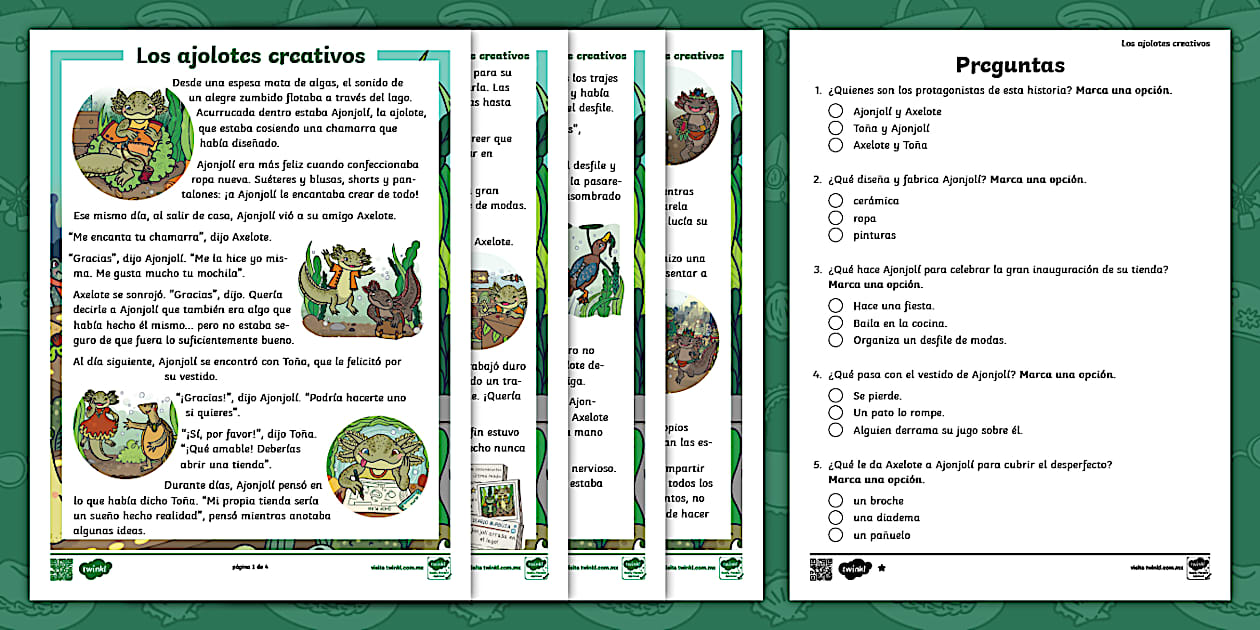 Los ajolotes creativos - lectura (teacher made) - Twinkl