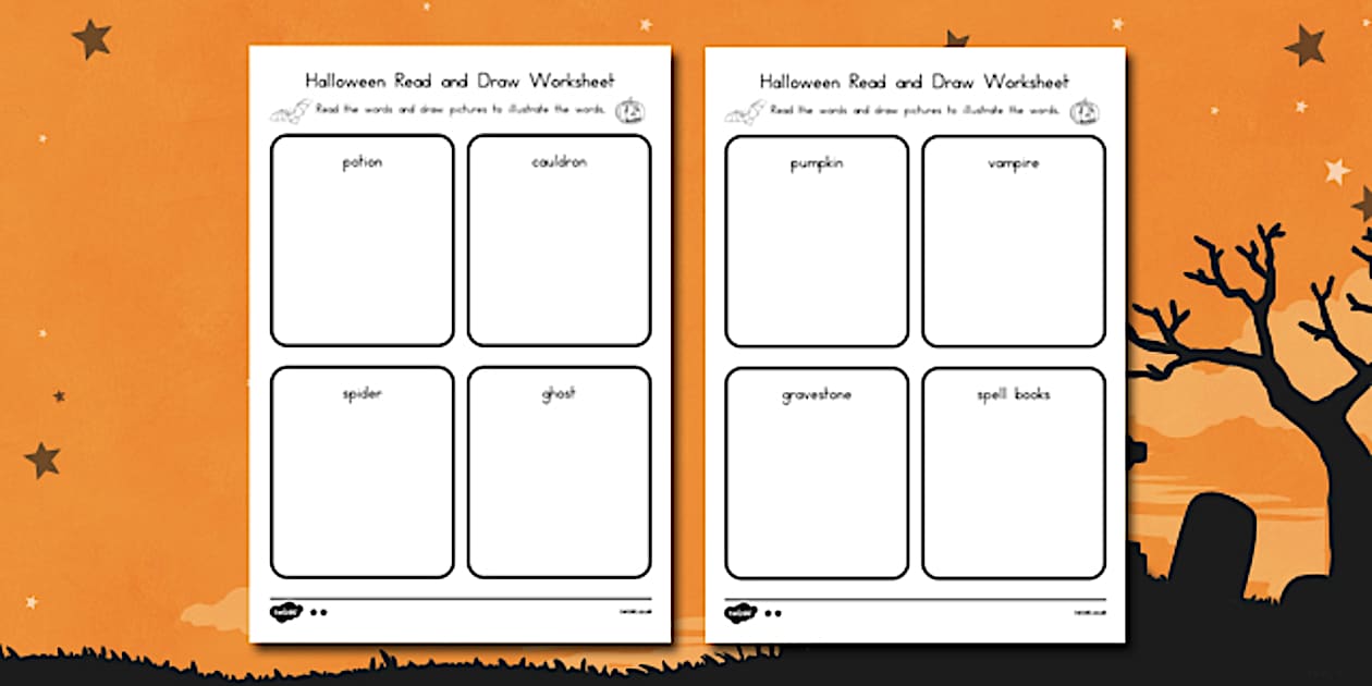 Halloween Read and Draw Worksheet - ESL Halloween Worksheet