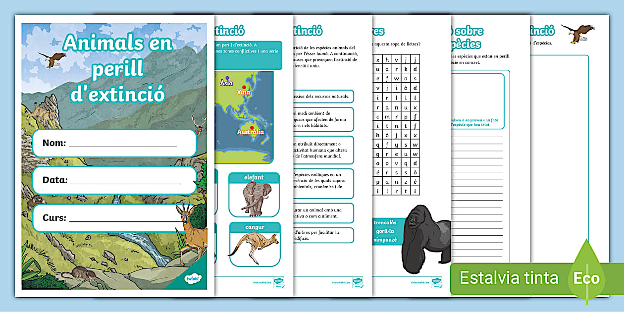 Quadernet: Animals en perill d'extinció - Català