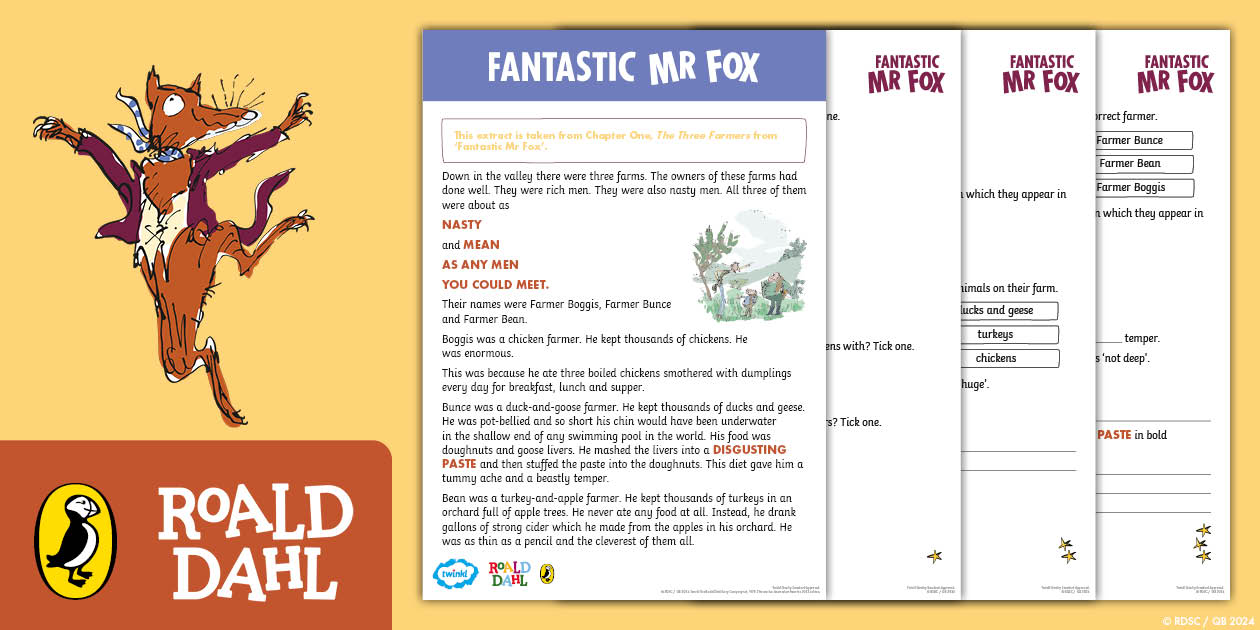 Fantastic Mr Fox: Reading Comprehension [Ages 5-7] - Twinkl