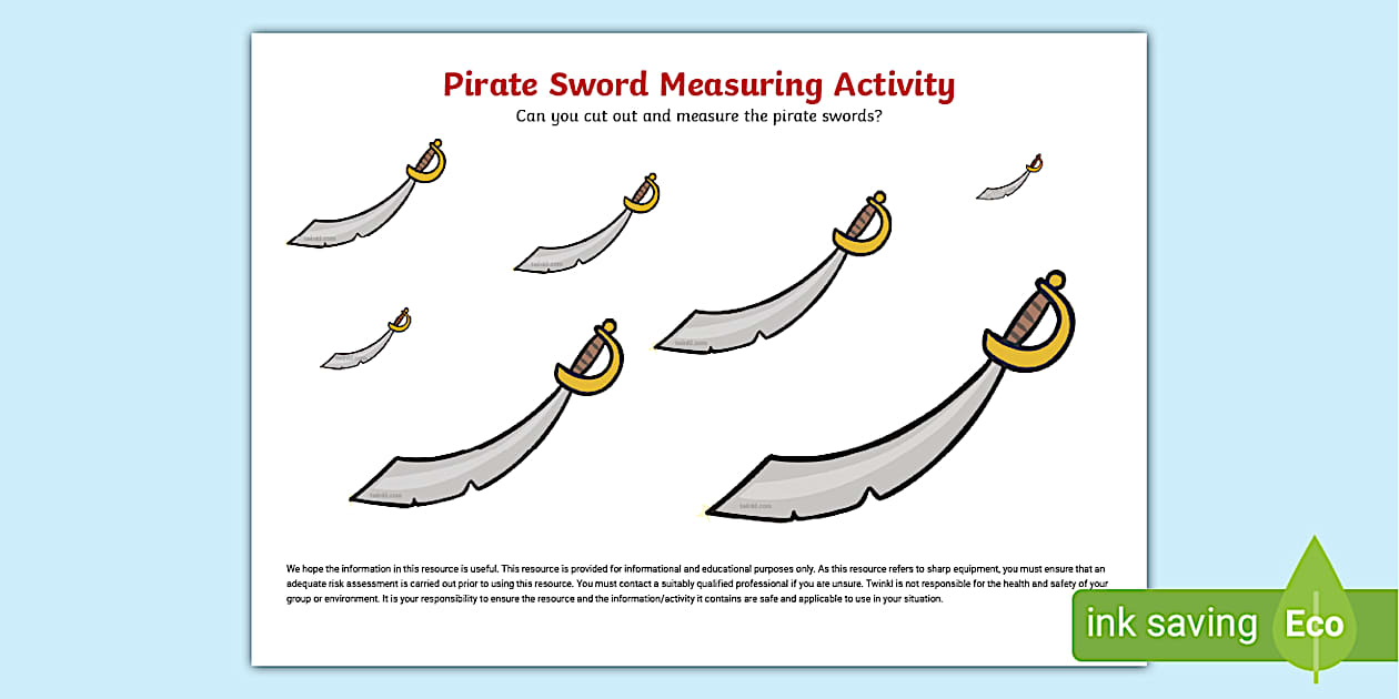 👉 Pirate Sword Measuring Activity - Twinkl - Maths - KS1