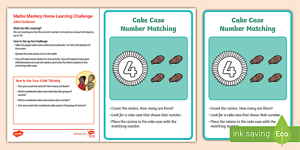 👉 EYFS Maths Home Learning Challenge Cake Case Number Matching