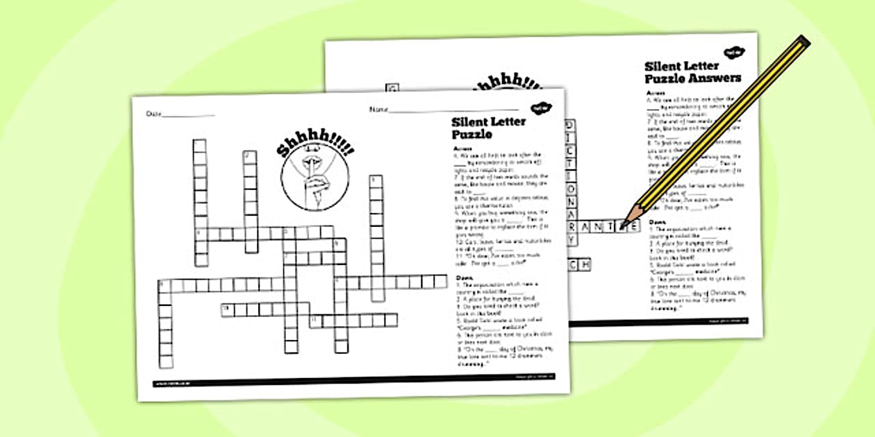 Spell Words with Silent Letters Y5 6 Crossword - Twinkl