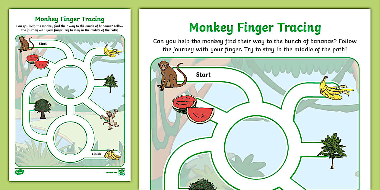 Monkey Finger Tracing Activity (Teacher-Made) - Twinkl