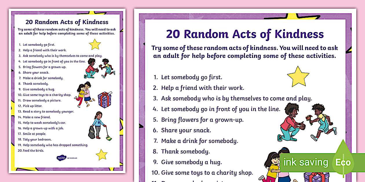 Editable KS1 Random Acts of Kindness Display Poster - Twinkl