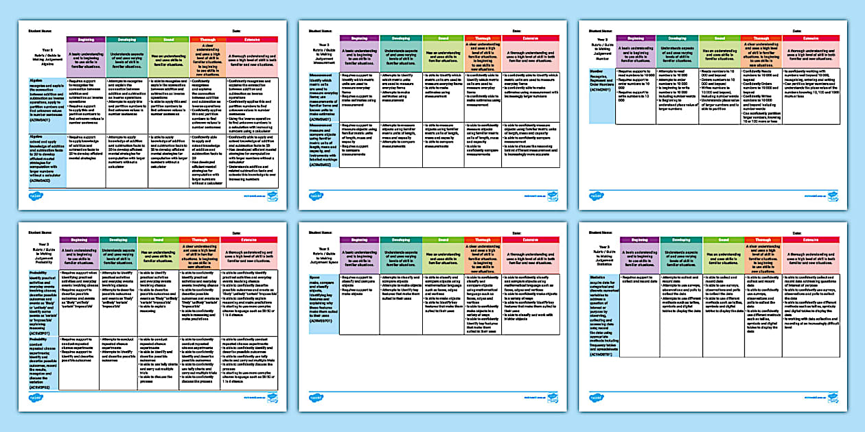 Year 3 Mathematics Rubric Pack (teacher made) - Twinkl