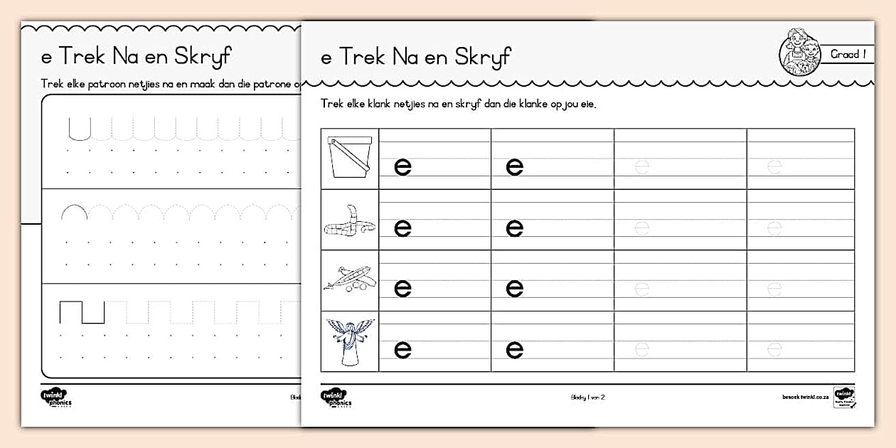 Graad 1 Klanke Handskrif en Lettervorming e - Twinkl
