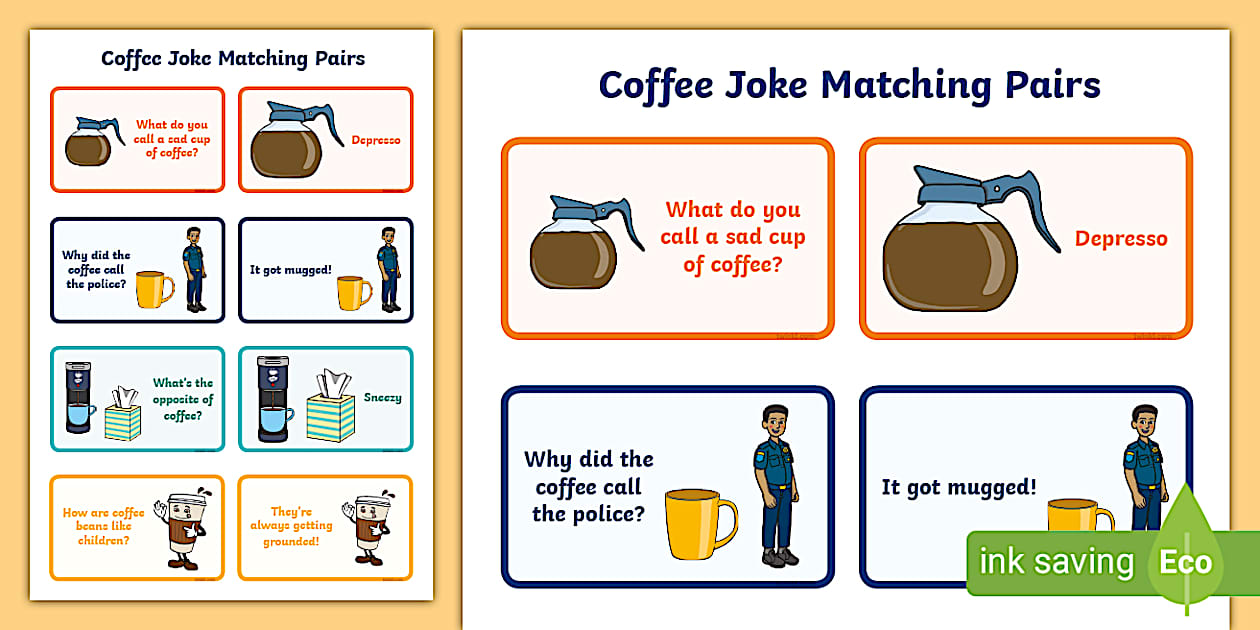 Coffee Joke Matching Pairs (teacher made) - Twinkl