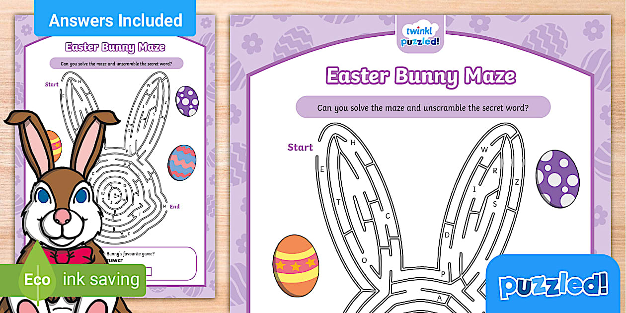 Easter Bunny Maze Mystery, Rabbit Maze | Twinkl Puzzled