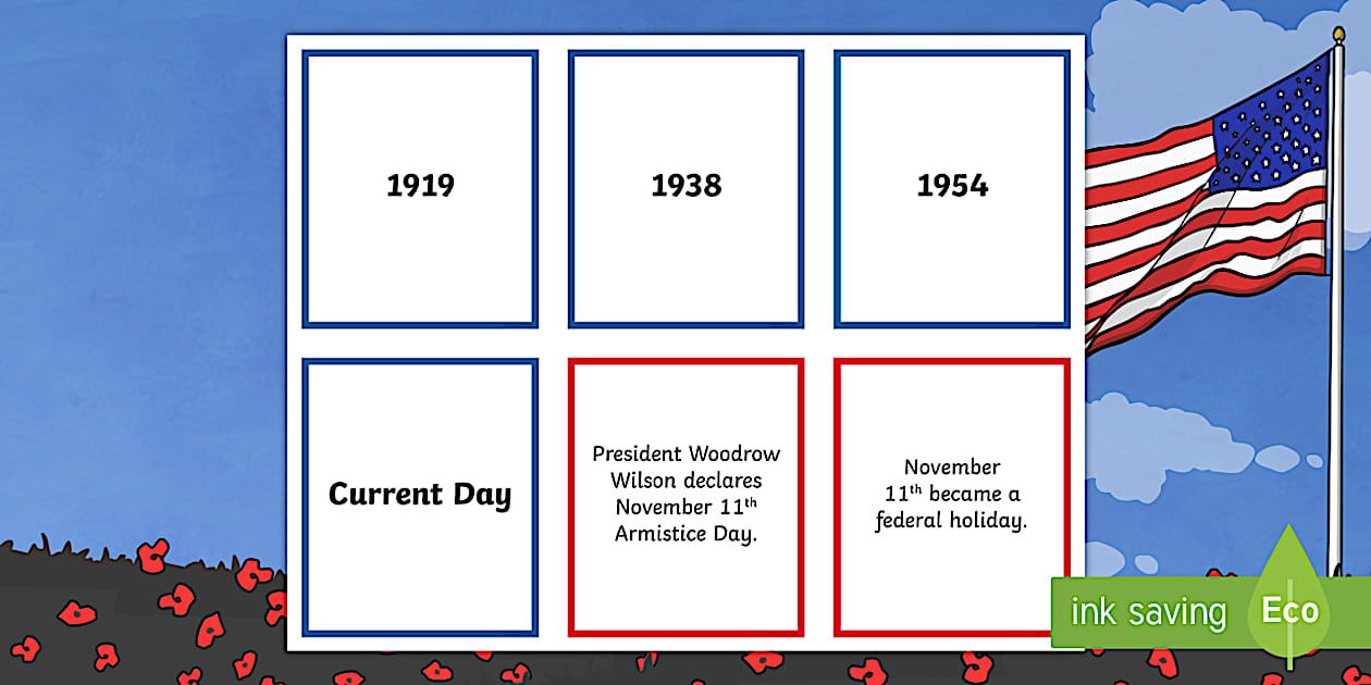 Veterans Day Timeline Matching Cards (teacher made) - Twinkl