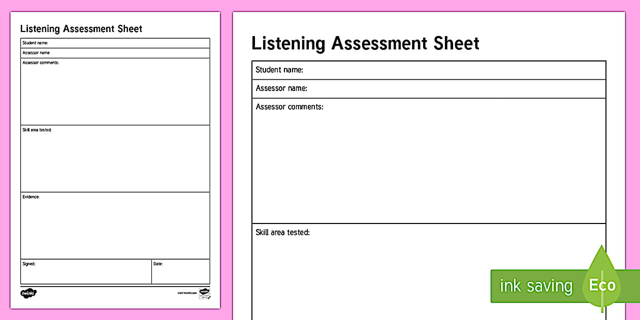 Editable Listening Assessment Tracker (teacher made)