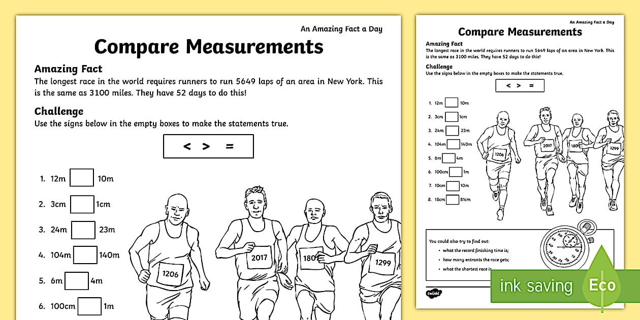 Comparing Measurements Worksheet / Worksheet (teacher made)
