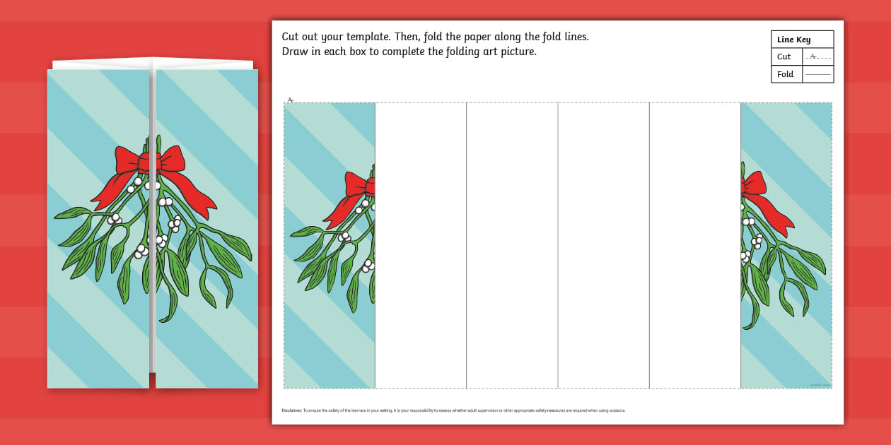 Mistletoe Folding Art Template - Twinkl Art (teacher made)