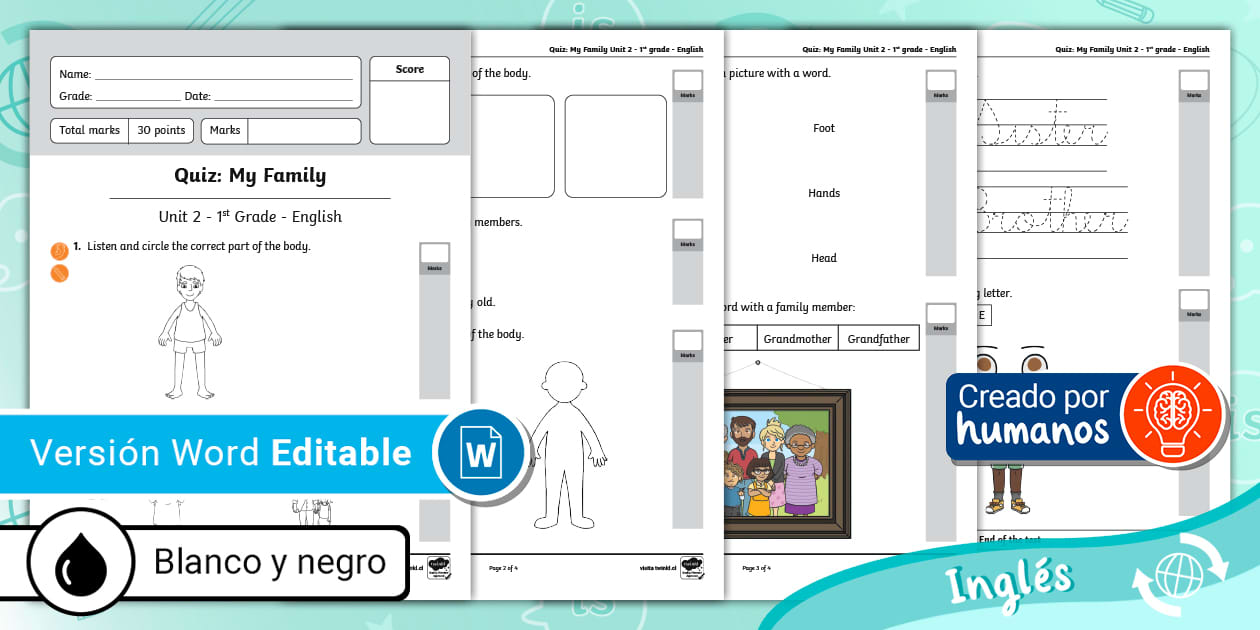 Inglés | 1° Básico | My Family | Unidad 1 | Body Parts
