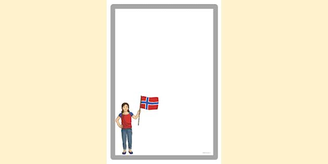 Simple Girl with Norwegian Flag | Page Borders | Twinkl