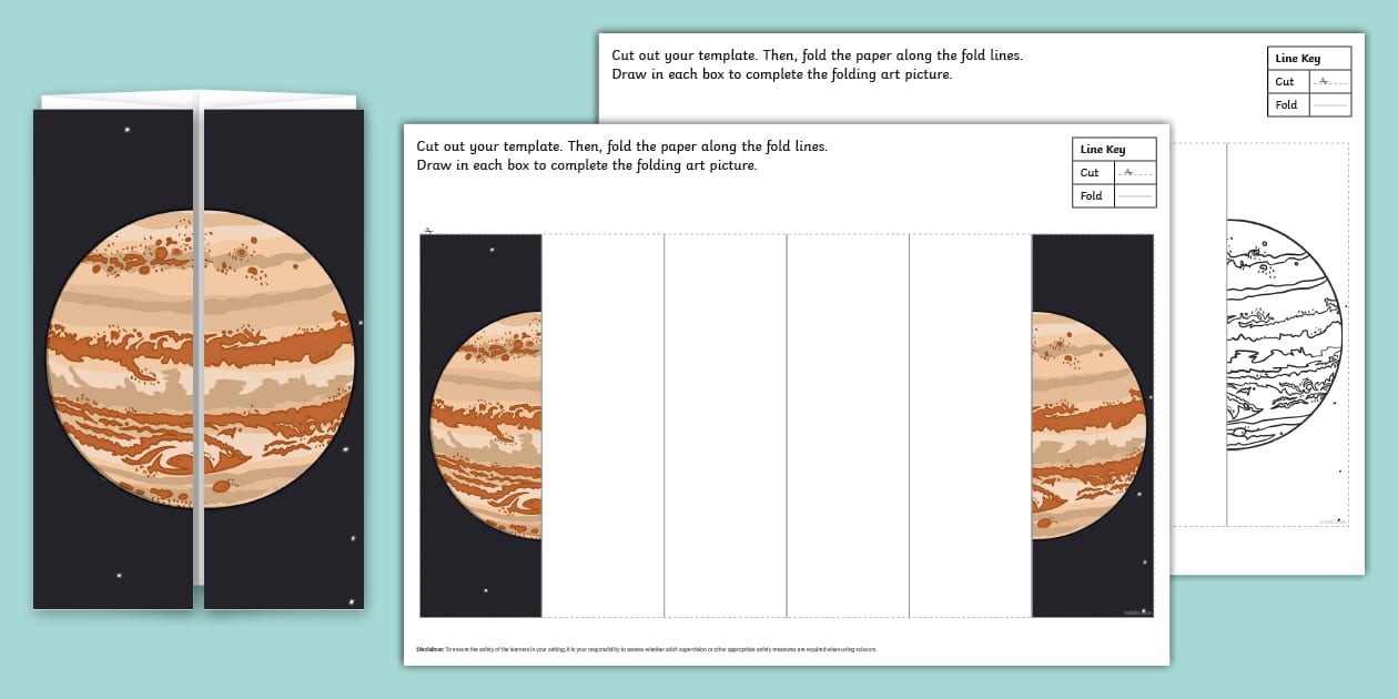 Planet Jupiter Folding Art Template (Teacher-Made) - Twinkl