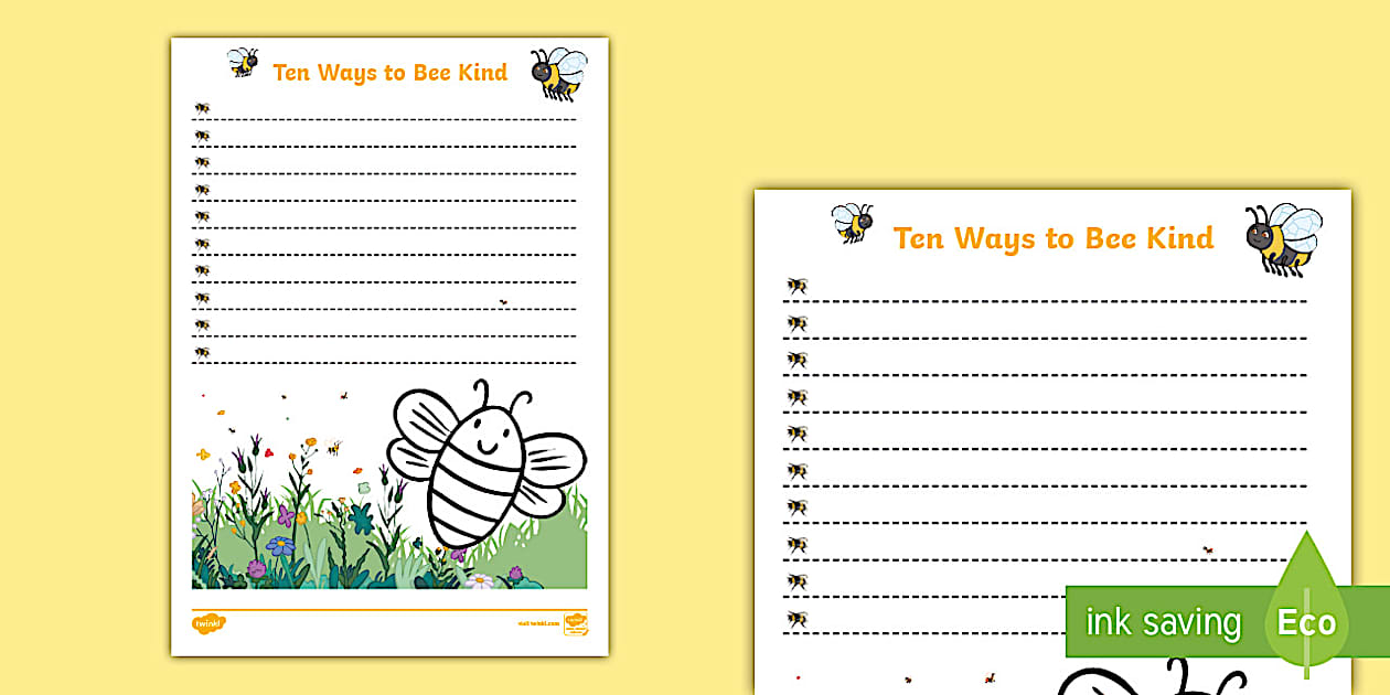 10 Ways to Bee Kind Writing Frame (teacher made) - Twinkl