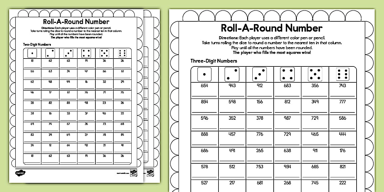 Second Grade Roll-A-Round Number Game (Hecho por educadores)