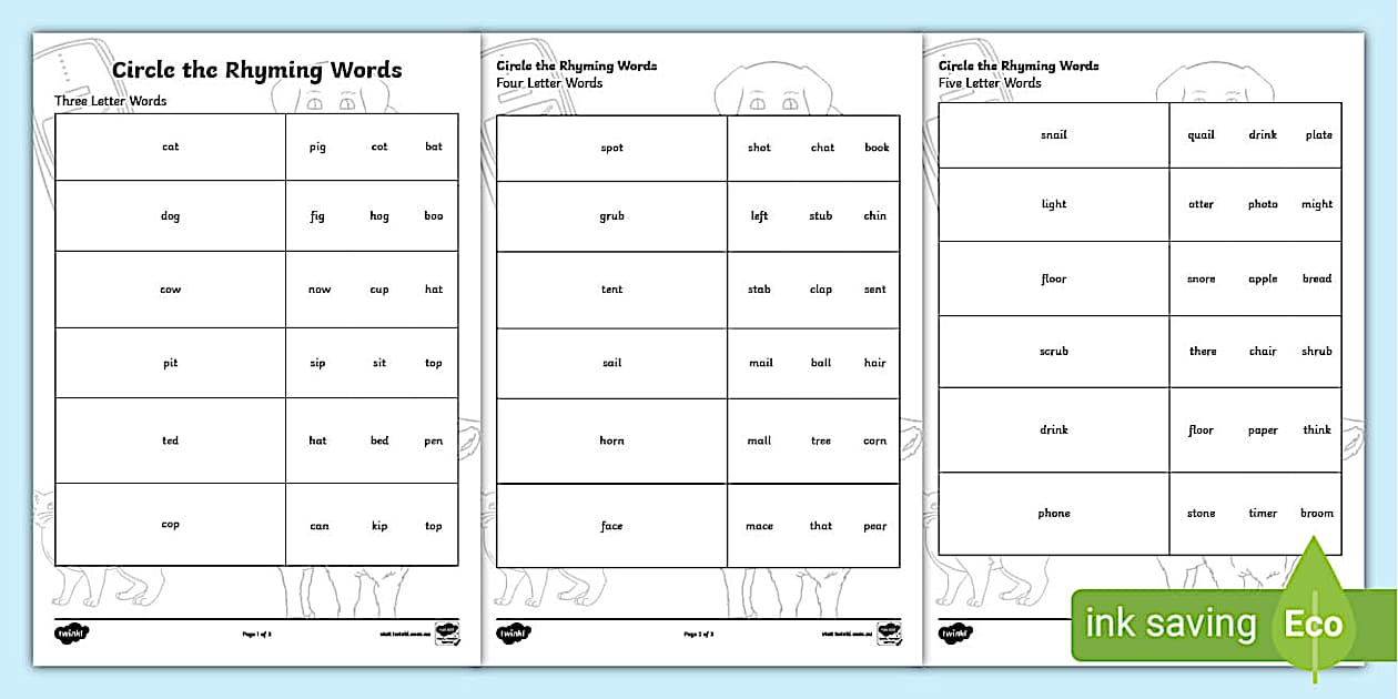 Circle the Rhyming Words (teacher made) - Twinkl Circle the Rhyming Words (teacher made) - Twinkl