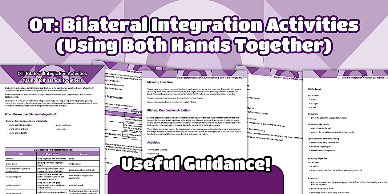 OT: Bilateral Integration Activities (Using Both Hands)