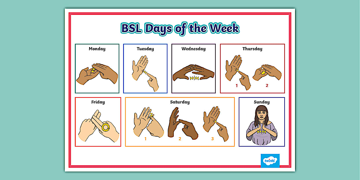 BSL Days of the Week Word Mat | BSL Resources | Twinkl