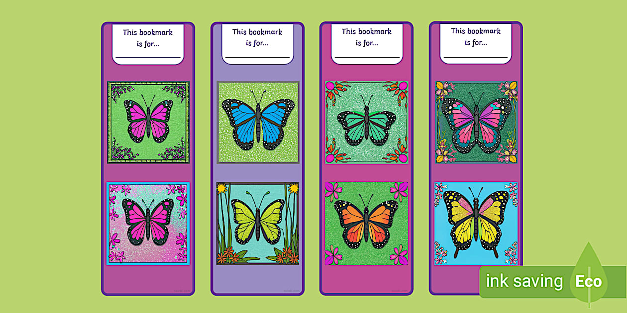Spring Glitter Butterfly Bookmarks (teacher made) - Twinkl