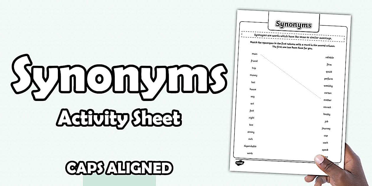 IP English -Matching Synonyms- Activity Sheet (CAPS Aligned)