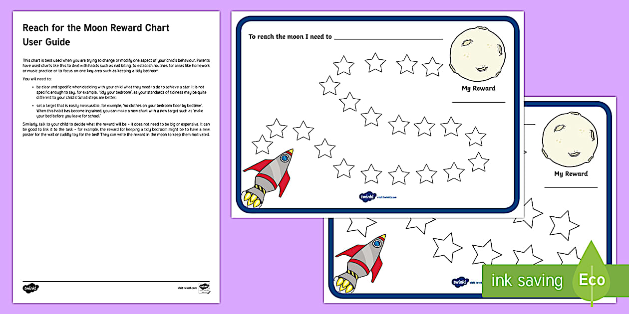 Editable Reach for the Moon Behaviour Chart Parent and Carer ...