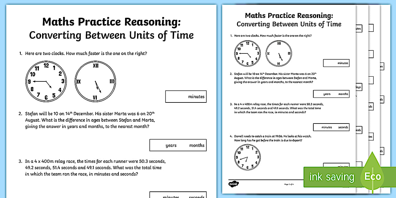 Converting Between Units of Time | Problem Solving - Twinkl