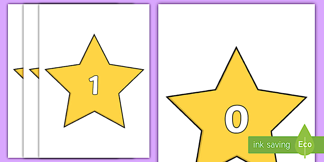 Black and White Numbers 0-100 on Stars (Plain) - Twinkl