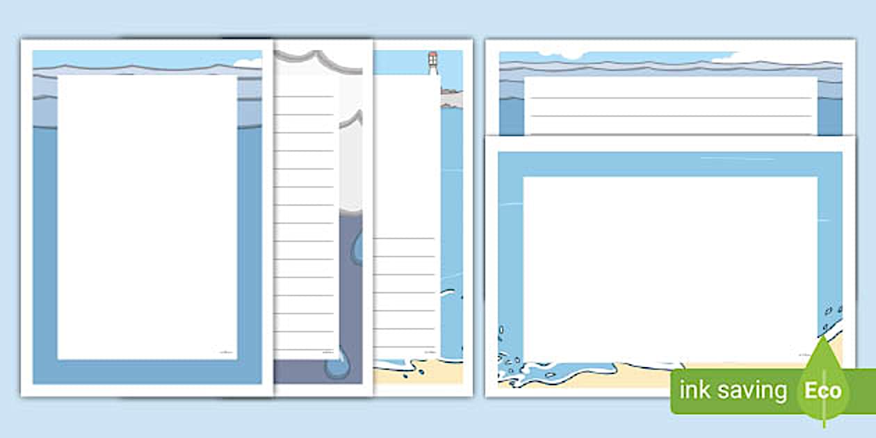 Editable Water Page Borders (teacher made) - Twinkl
