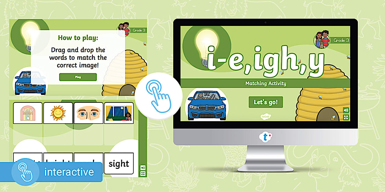 Grade 3 Phonics: i-e, igh, y Interactive Go! Game - Twinkl