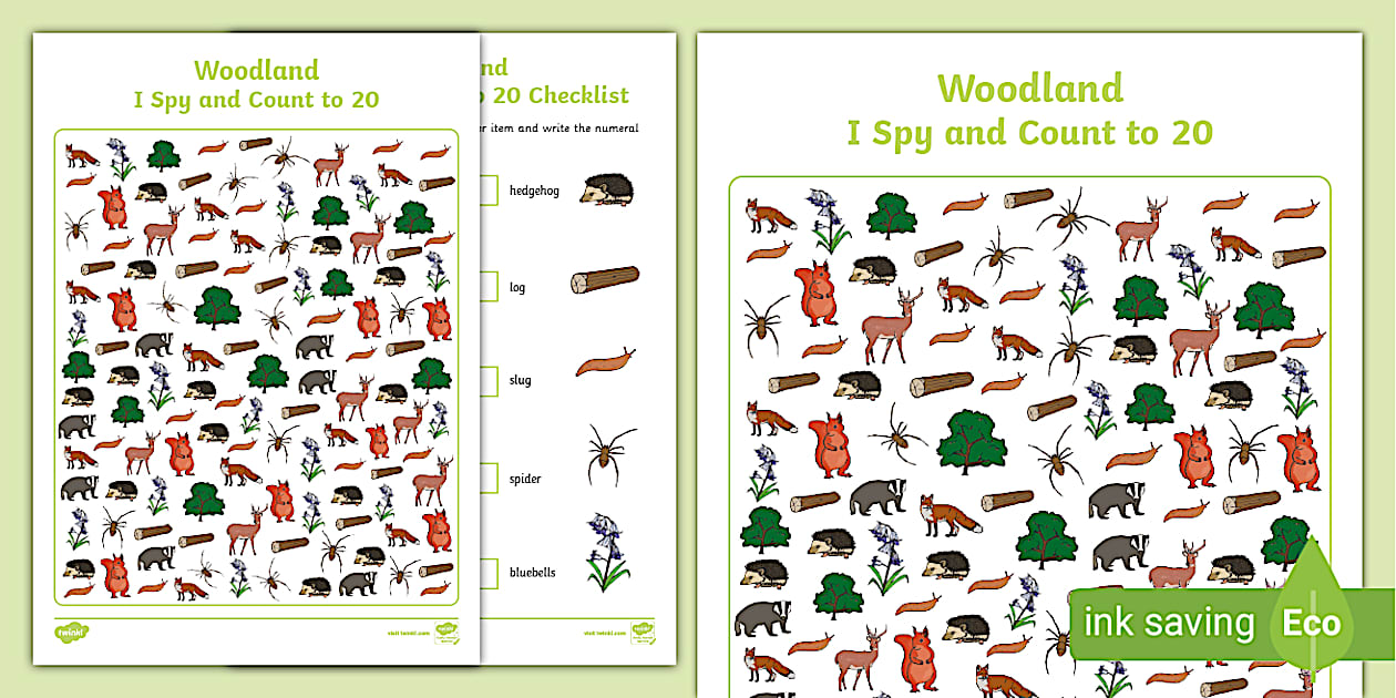 👉 Woodland I Spy and Count to 20 - KS1 - Maths - Twinkl