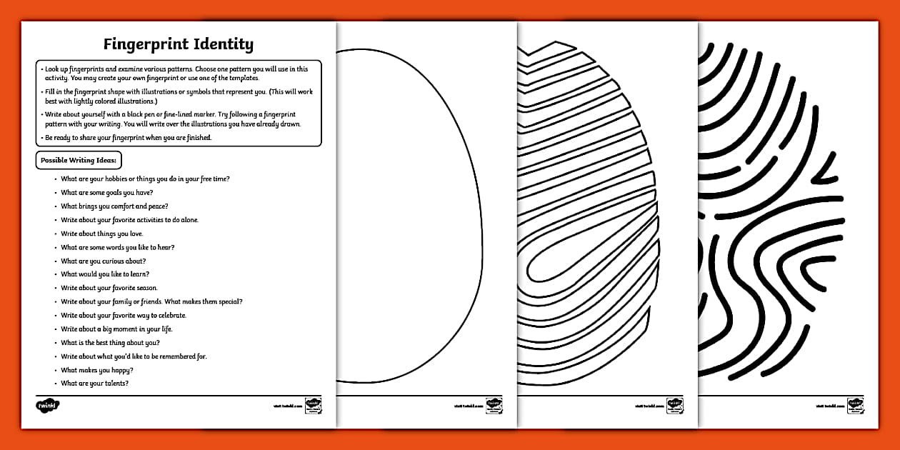 Fingerprint Identity Worksheet for 6th-8th Grades - Twinkl