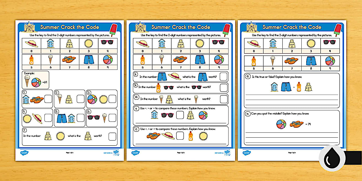 Summer Crack the Code Place Value Activity (teacher made)