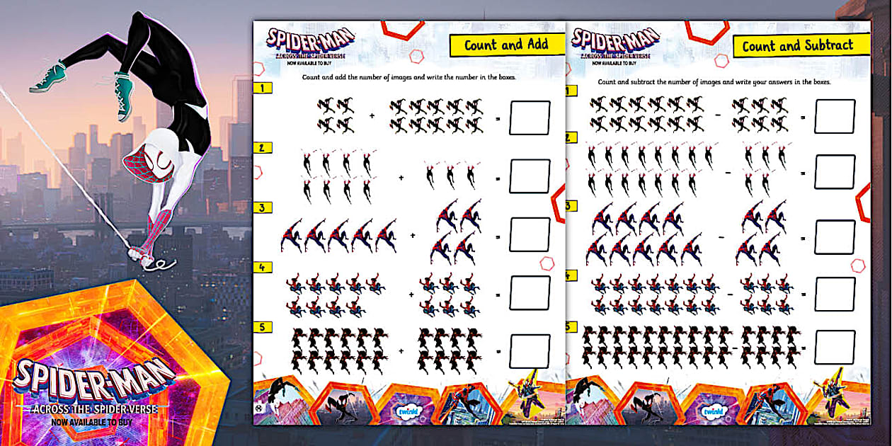 FREE! - Spider-Man™: Count and Add/Subtract to 20 Activity Sheets