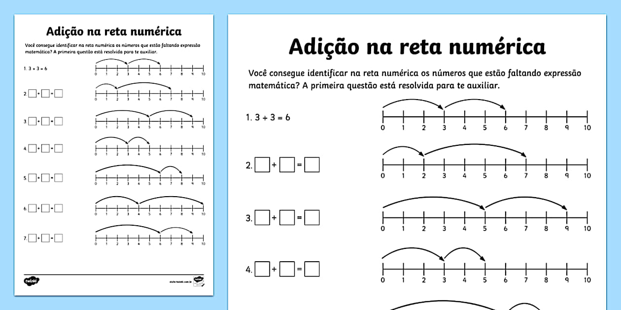 Atividade de adição na reta numérica - Twinkl