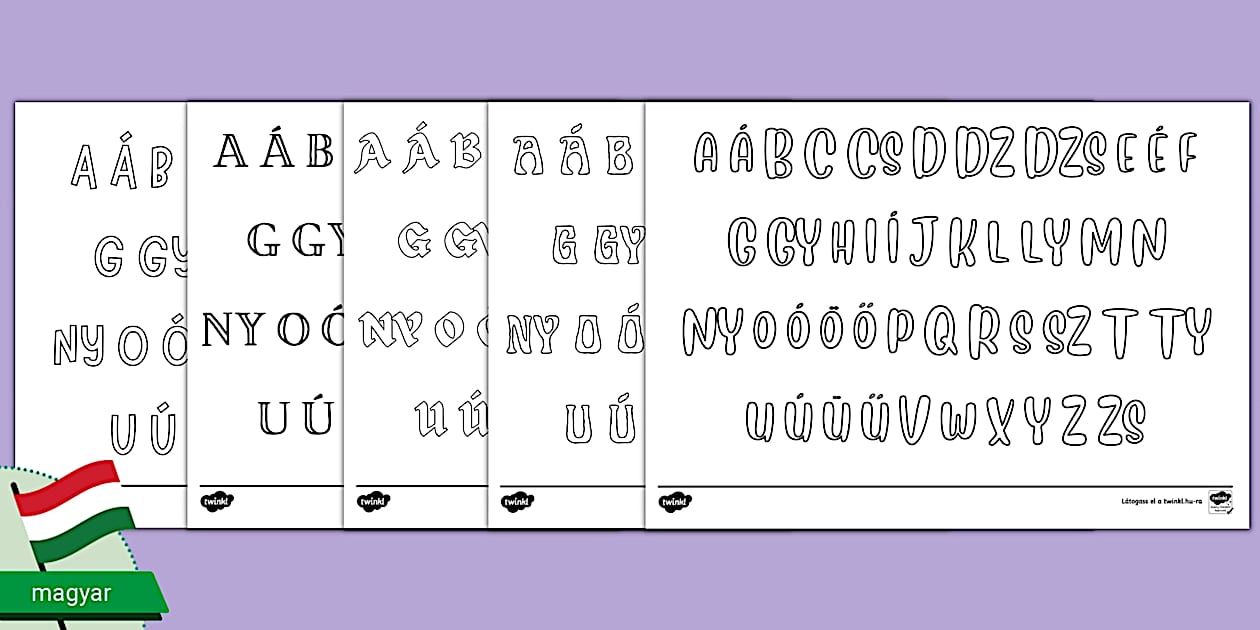 Ábécé Színezők - Nyomtatható Magyar ABC Gyakorló - Twinkl
