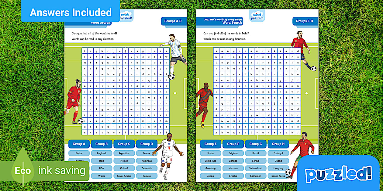 2022 Men's World Cup Group Stages Word Search - Puzzles